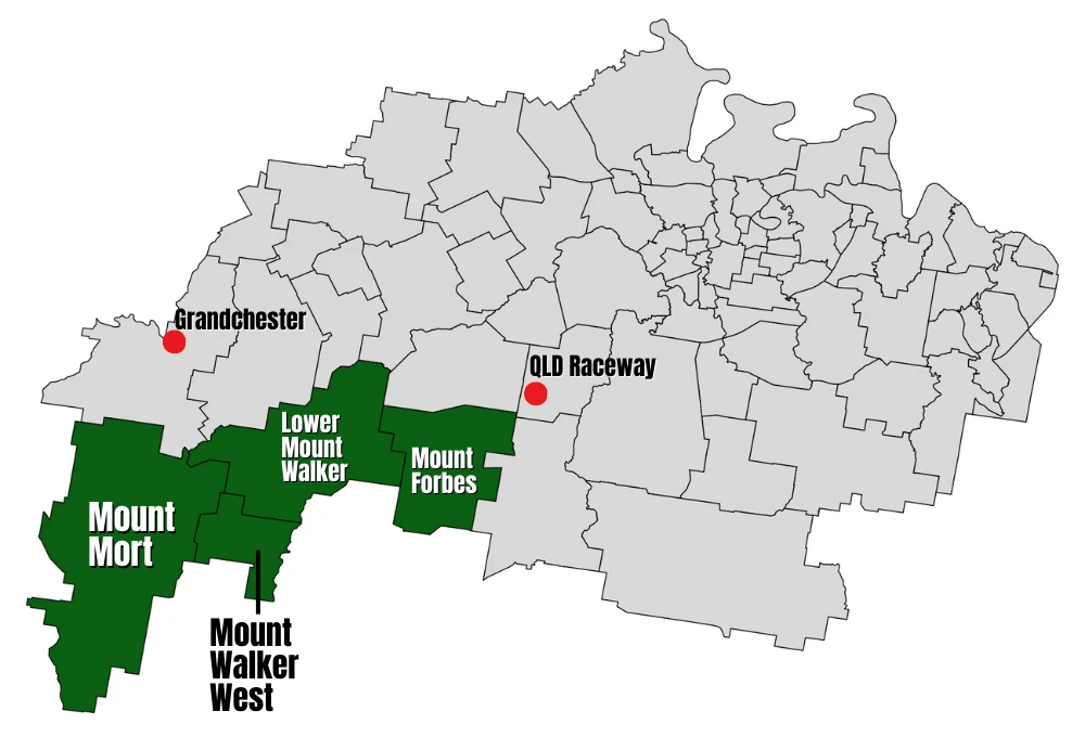 Answer: What’s the combined population of the 4 suburbs in green in the ...
